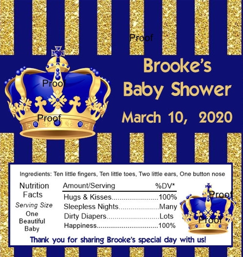 Royal Prince Personalized Baby Shower Candy Wrappers | Etsy