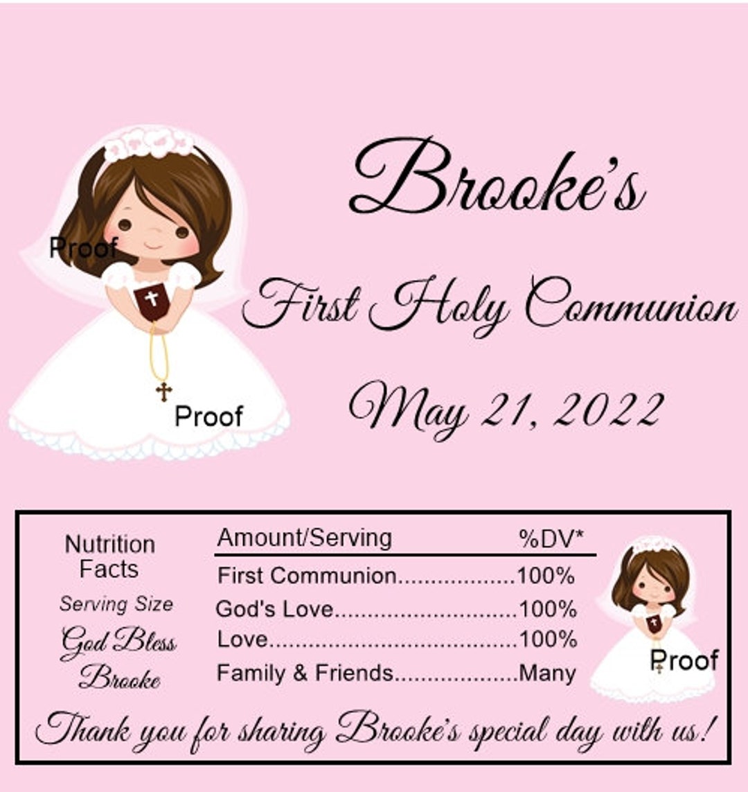 First Holy Communion Personalized Candy Bar Wrappers Girl/ Multiple ...