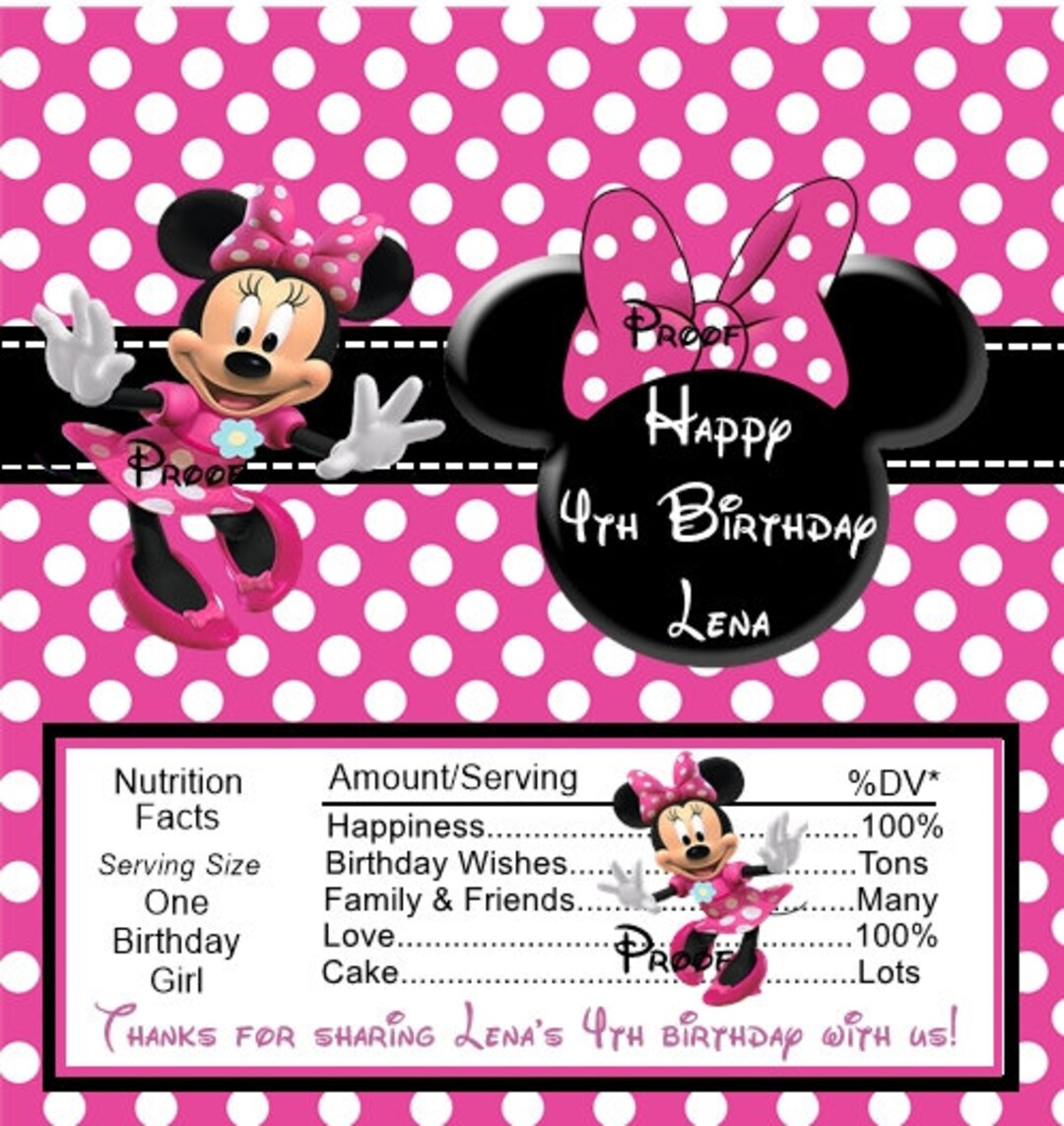 15 Minnie Mouse Birthday Candy Bar Wrappers Pink - Etsy