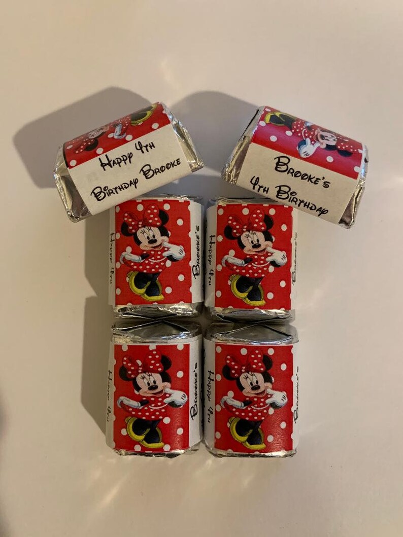 60 Minnie Mouse Birthday Candy Wrappers - Etsy