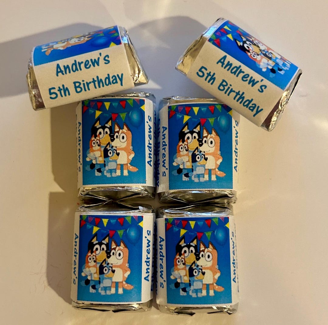 60 Bluey Birthday Candy Wrappers - Etsy