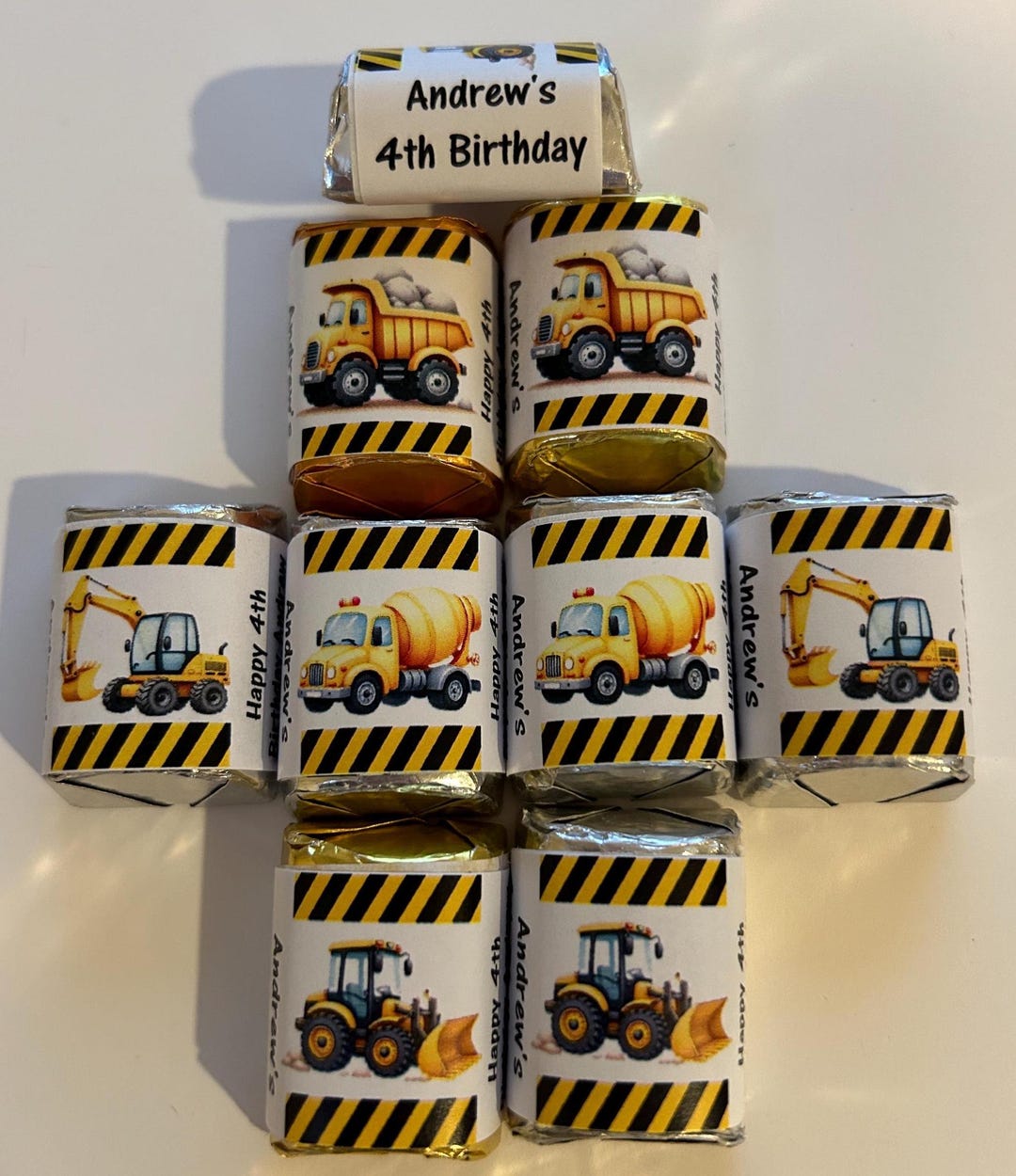 60 Construction Vehicles Birthday Candy Wrappers - Etsy