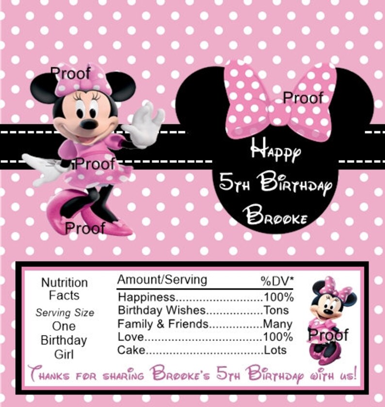 15 Minnie Mouse Ears Birthday Candy Bar Wrappers Light Pink - Etsy