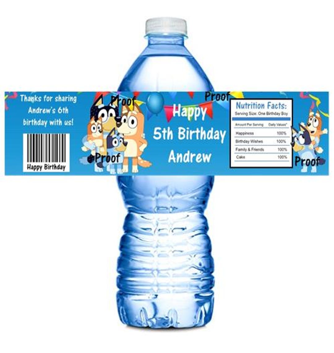 15 Bluey Personalized Water Bottle Wrappers Self Stick Wrapper - Etsy