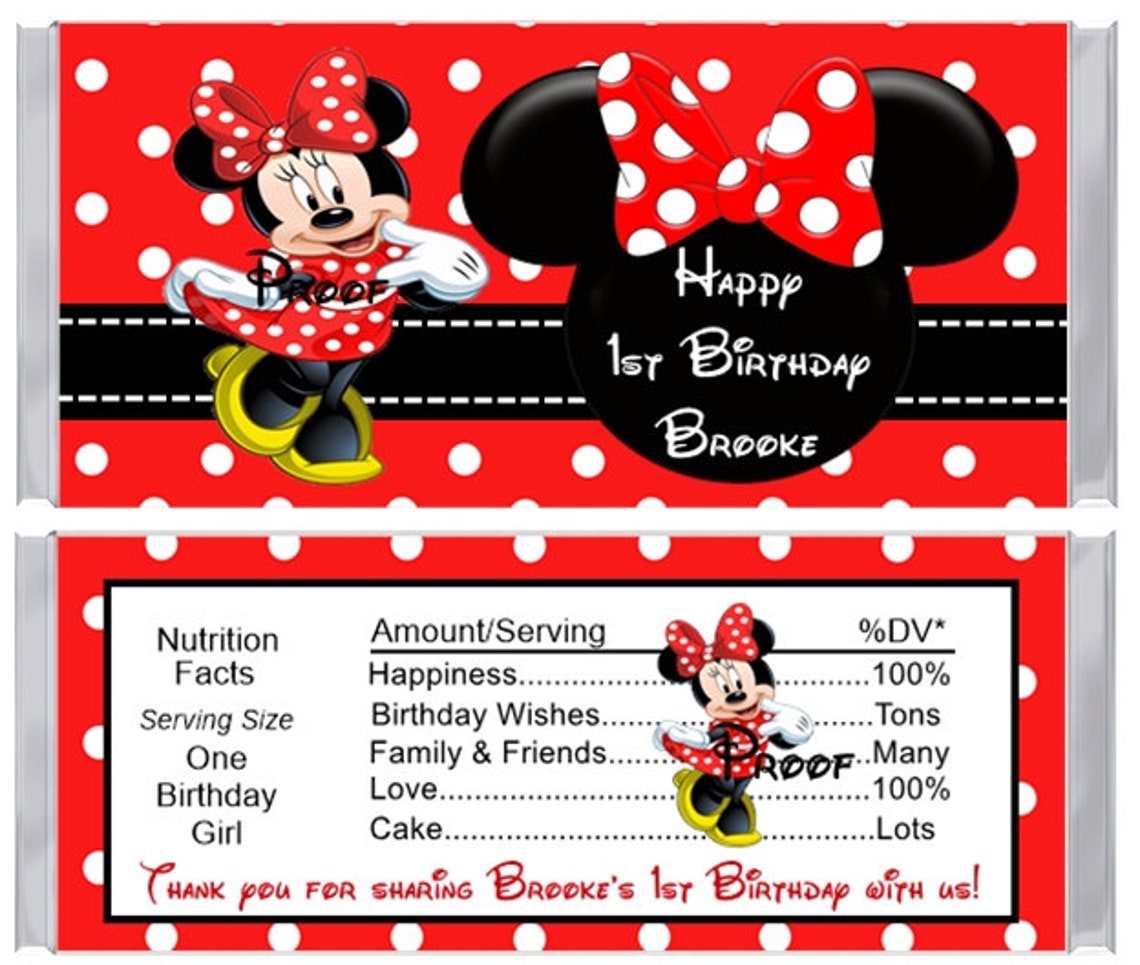 15 Minnie Mouse Birthday Candy Bar Wrappers Favors - Etsy