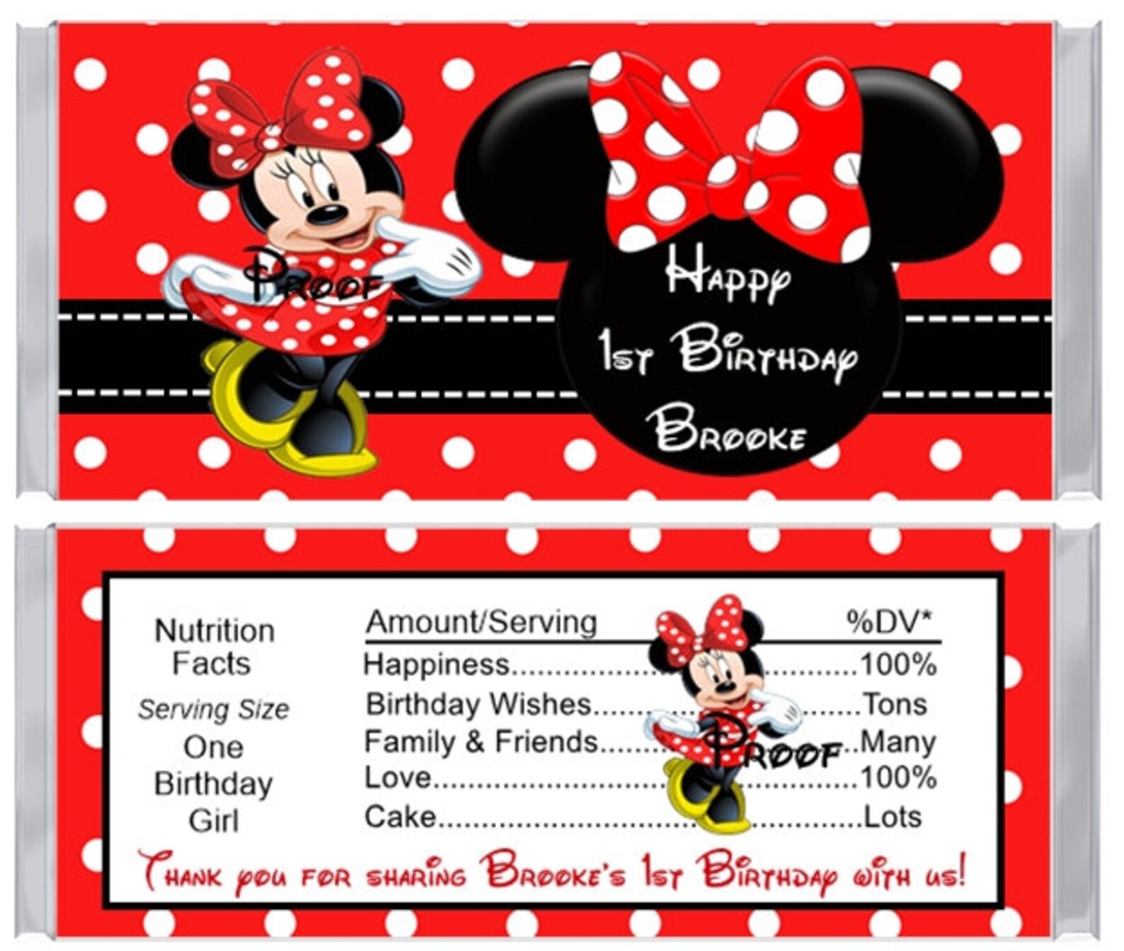 15 Minnie Mouse Birthday Candy Bar Wrappers Favors - Etsy