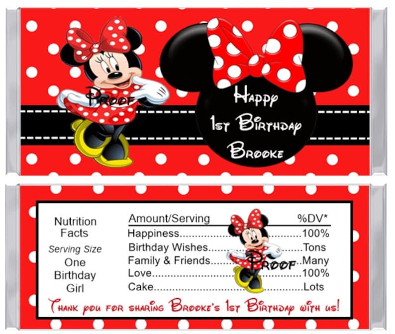 15 Minnie Mouse Birthday Candy Bar Wrappers Favors - Etsy