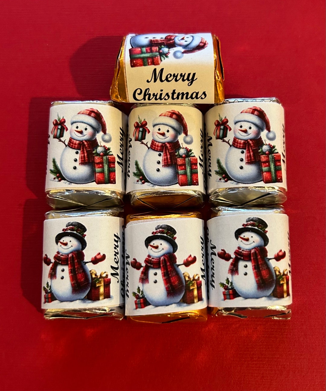 60 Snowman Christmas Candy Wrappers Favors - Etsy