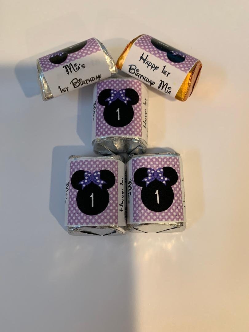 60 Minnie Mouse Ears Birthday Candy Wrappers Purple - Etsy