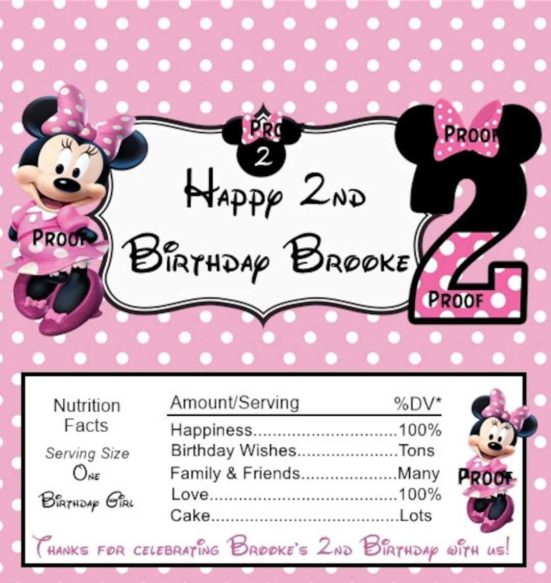 15 Minnie Mouse Birthday Candy Bar Wrappers Pink With Number - Etsy