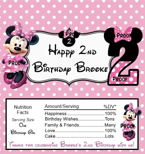 15 Minnie Mouse Birthday Candy Bar Wrappers Pink With Number | Etsy