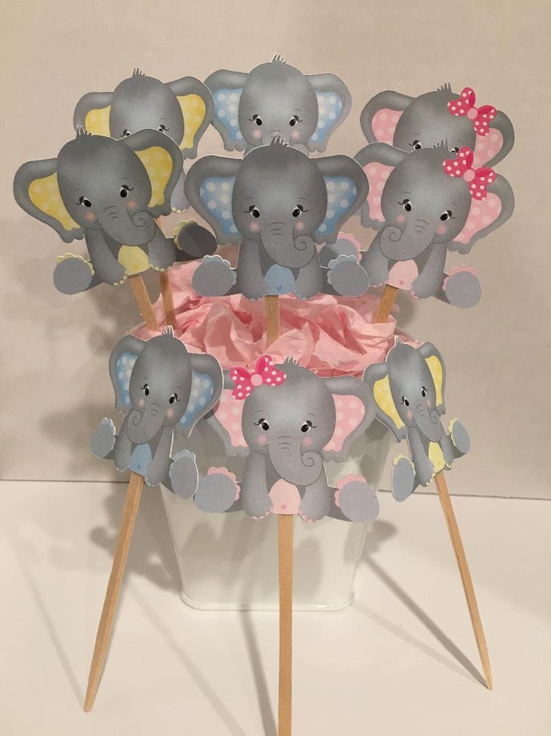 12 Elephant Cupcake Toppers - Etsy