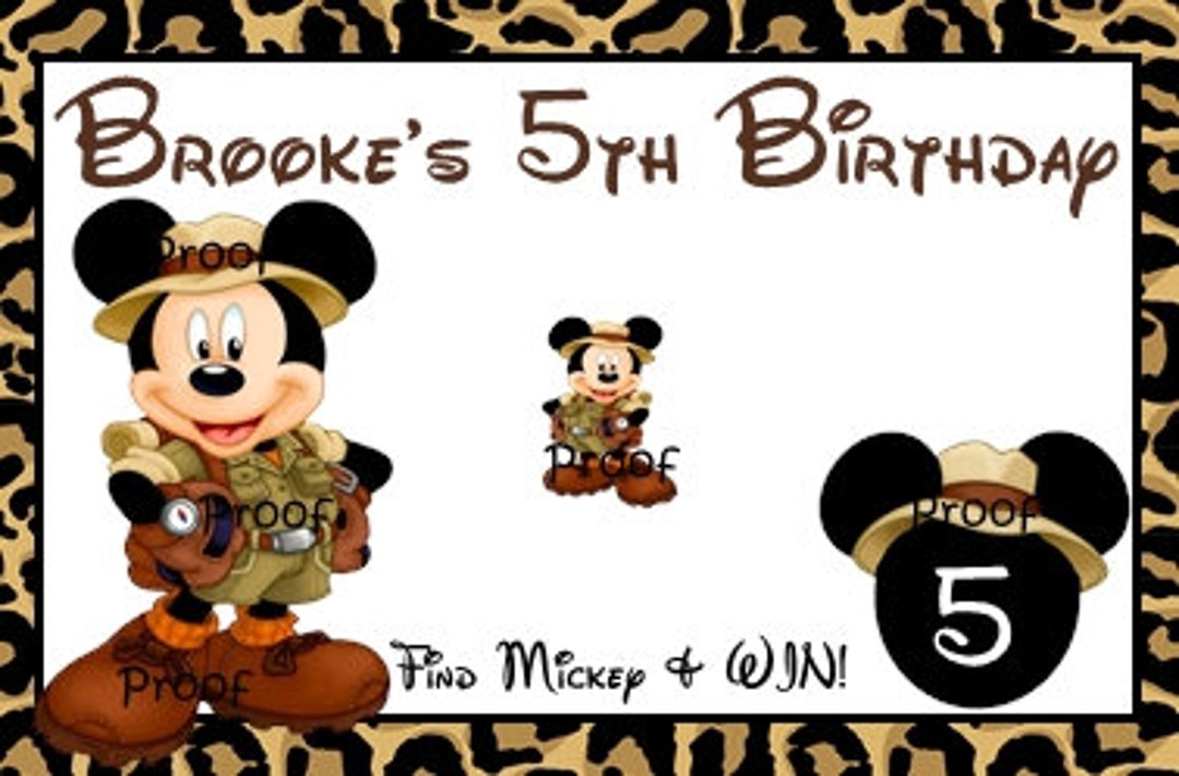 10 Mickey Mouse Safari Birthday Scratch off Tickets - Etsy