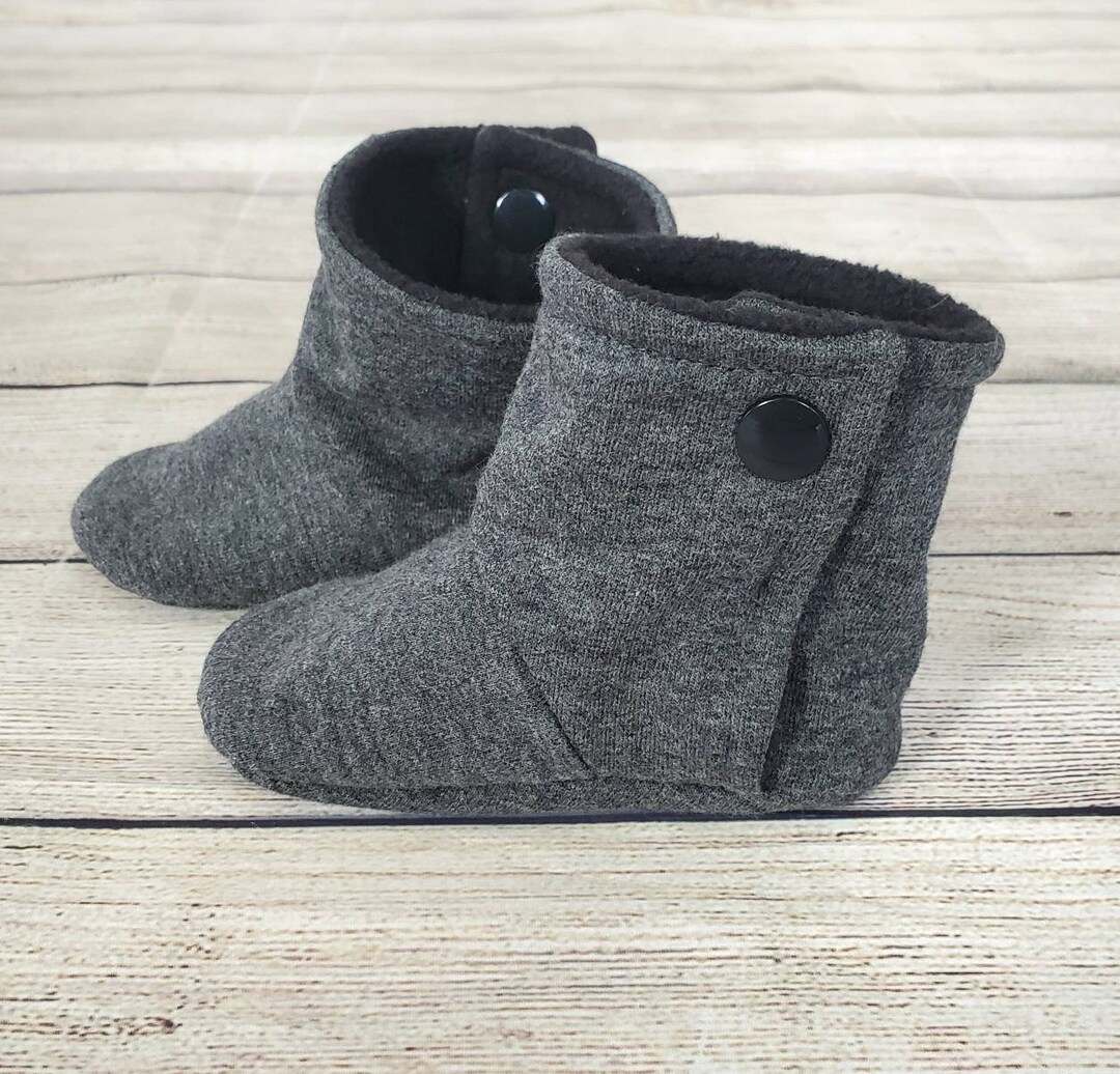FREE SHIPPING Plain Color Baby Booties. Grey Handmade Soft - Etsy