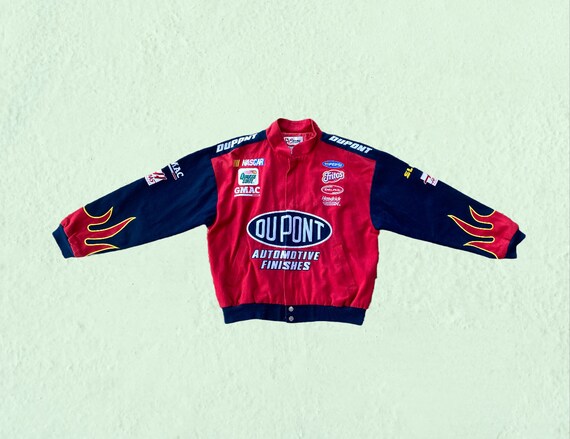 Vintage Dupont NASCAR Flames Racing Jacket Size Large… - Gem