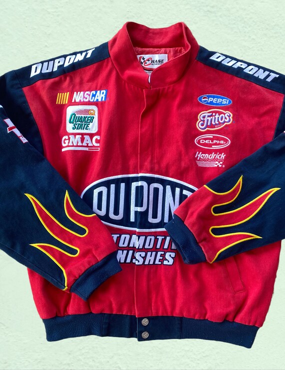 Vintage Dupont NASCAR Flames Racing Jacket Size Large… - Gem