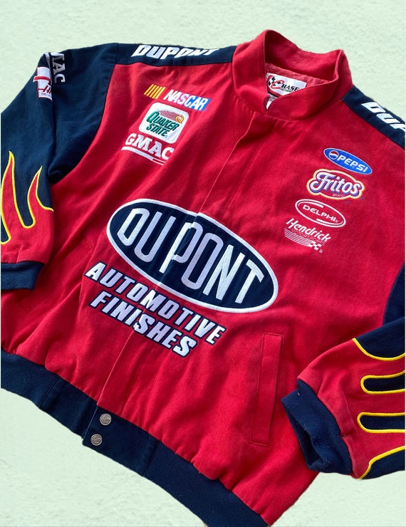 Vintage Dupont NASCAR Flames Racing Jacket Size Large… - Gem