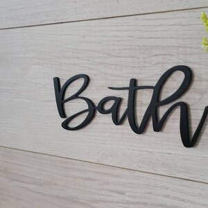 Bath Sign Bathroom Decor Sign Cursive Metal Word Restroom Sign Wahroom ...