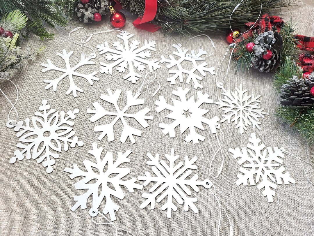 Metal Snowflake Ornament Set 1 4 6 8 or 10 Ornaments - Etsy