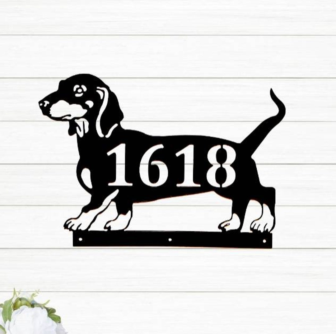 Dachshund Custom Address Sign Dog Pup House Number Steel Hand - Etsy