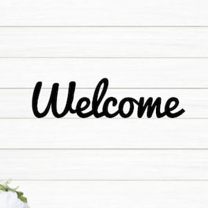 Welcome Sign Cursive Welcome Sign Metal Wall Sign Custom Metal - Etsy