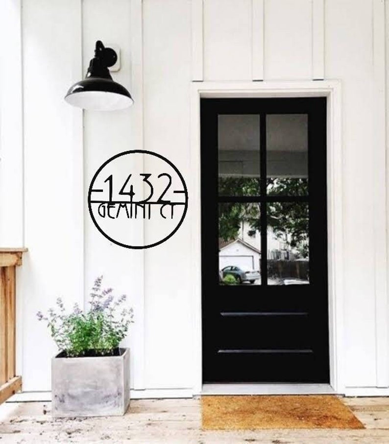 Large House Numbers Round | Modern House Number Sign | Street Name Sign ...