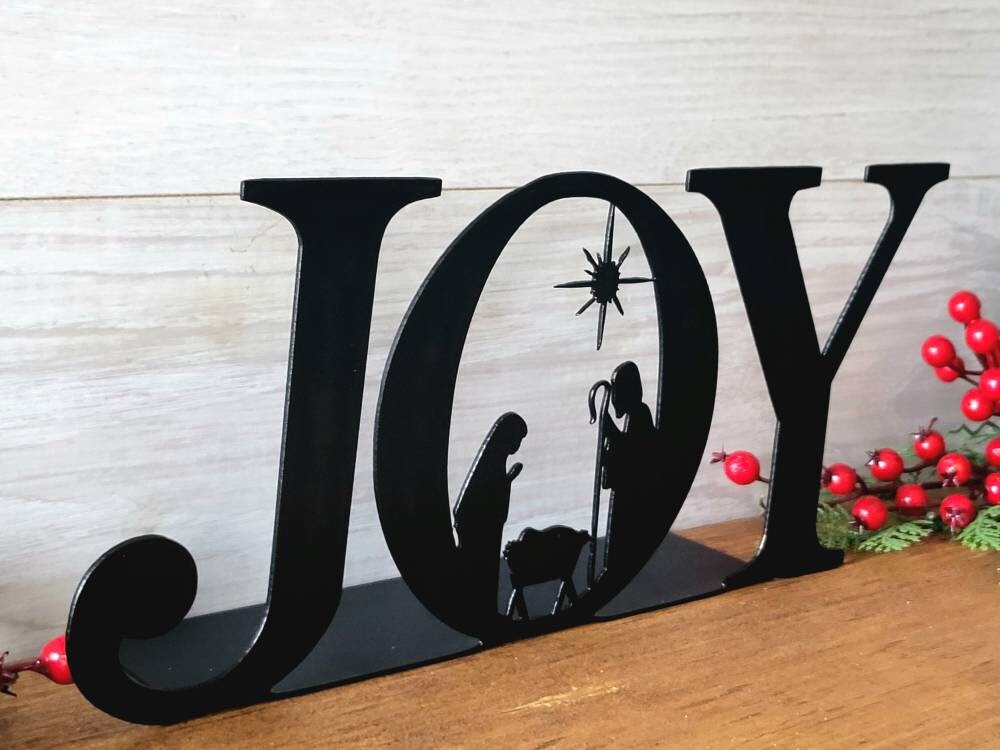 Metal Joy Sign Nativity Sign Christian Nativity Manger - Etsy