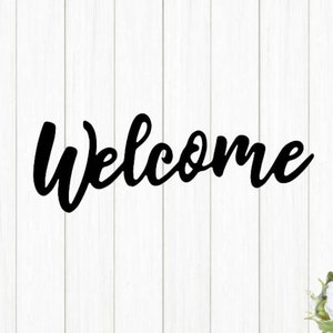 Welcome Sign Cursive Welcome Wood Sign Farmhouse Style Home Decor ...