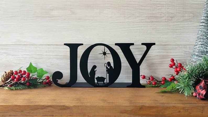 Metal Joy Sign Nativity Sign Christian Nativity Manger - Etsy