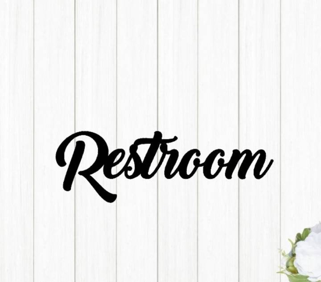 Restroom Sign Wood Restroom Sign Cursive Restroom Sign Script Font ...