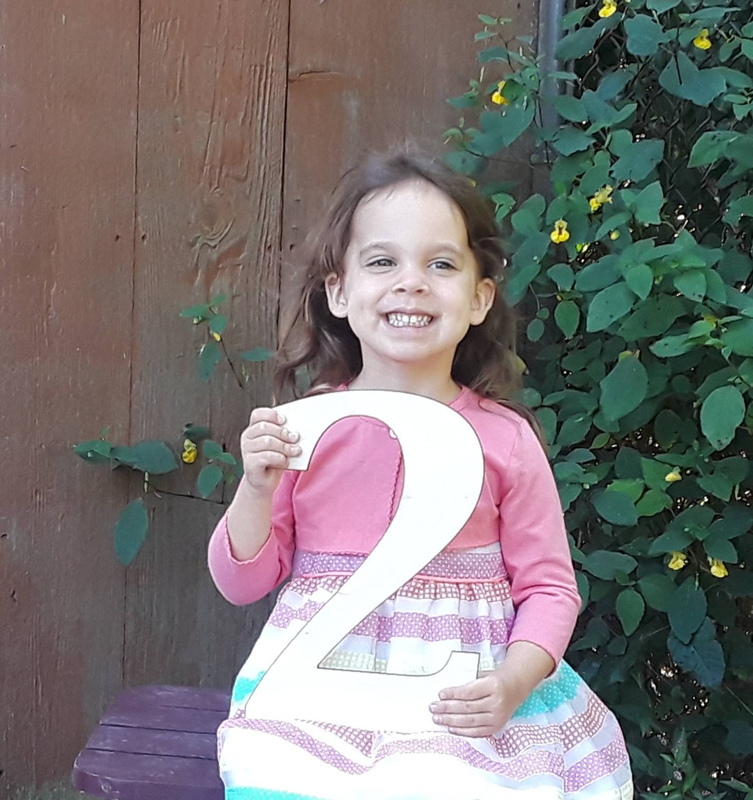 Two Birthday Sign: Wooden Number 2 Photo Prop - Etsy