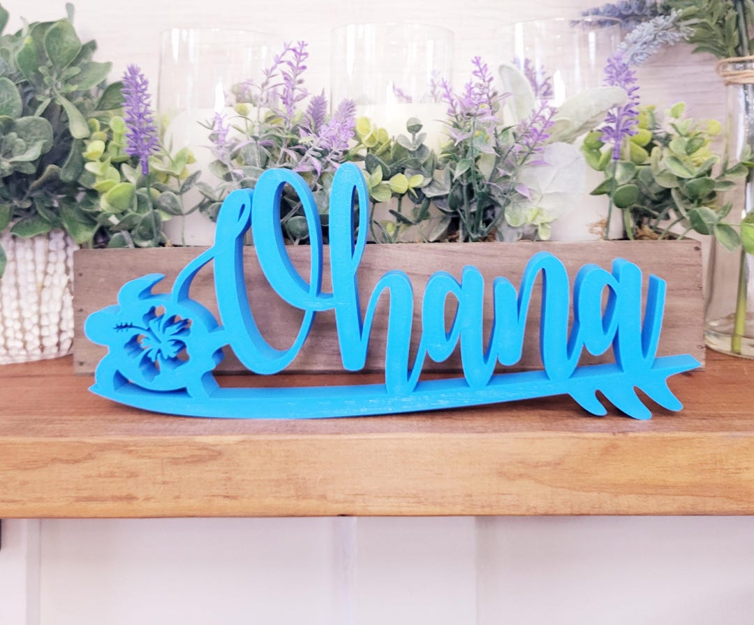 Freestanding Ohana Sign | Ohana Surfboard Sign | Turtle Sign | 3/4 Inch ...