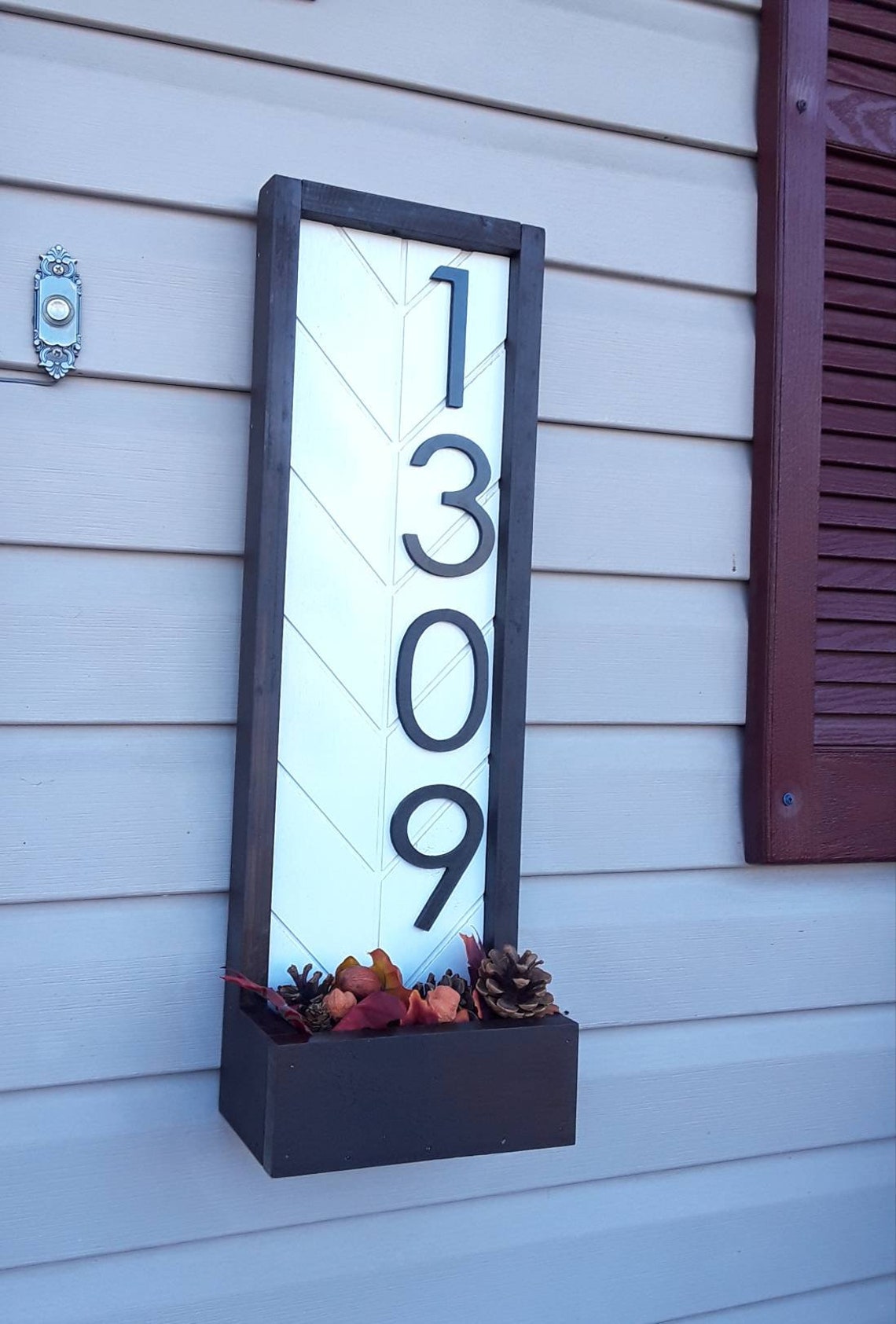 Chevron Address Sign Planter Box Address Plaque Flower Pot - Etsy