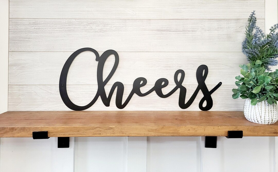 Cheers Sign | Metal Cheers Sign | Script Cheers Sign | Script Font Bar ...