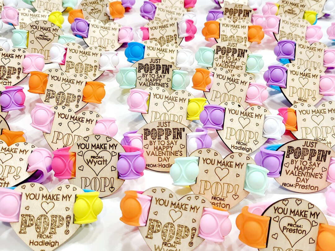 CLASS GIFT Set of Valentine Pop It Favors Class Valentine Gift Custom ...