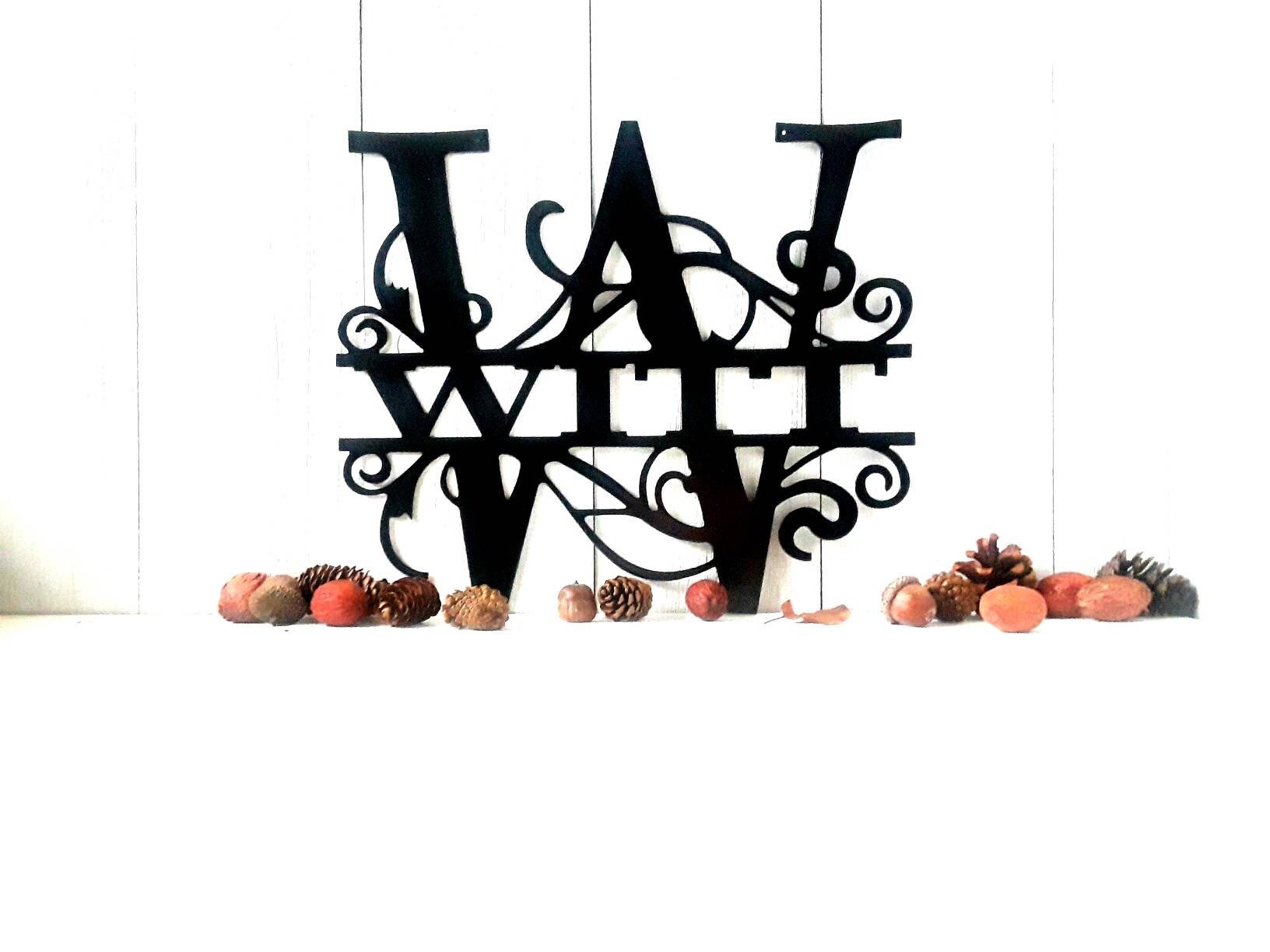 Fancy Scroll Monogram Door Hanger Monogrammed Sign Front Door | Etsy