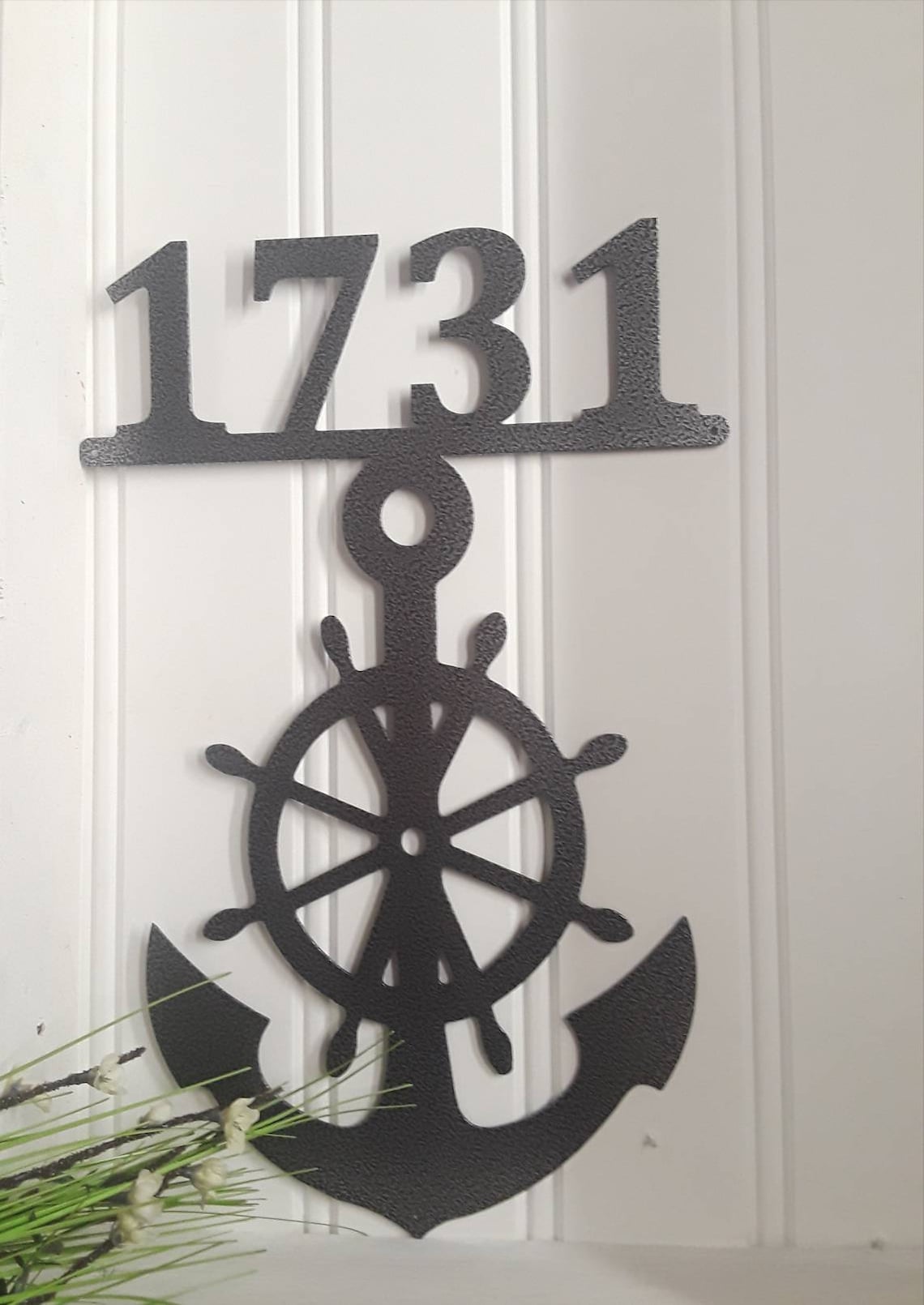Anchor Address Sign Nautical House Numbers Steel Lake Ocean | Etsy