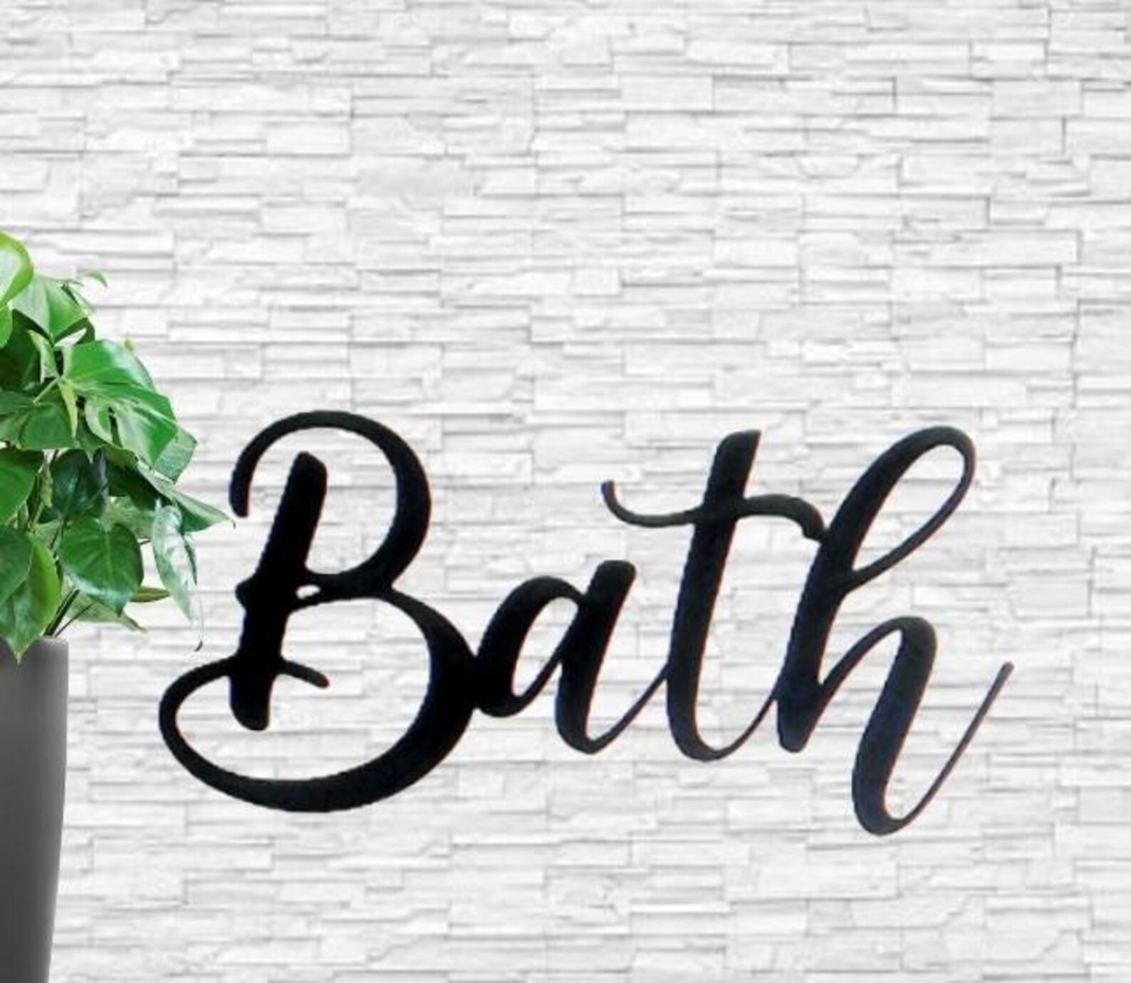 Bath Sign Cursive Bathroom Sign Metal Bath Sign Cursive | Etsy