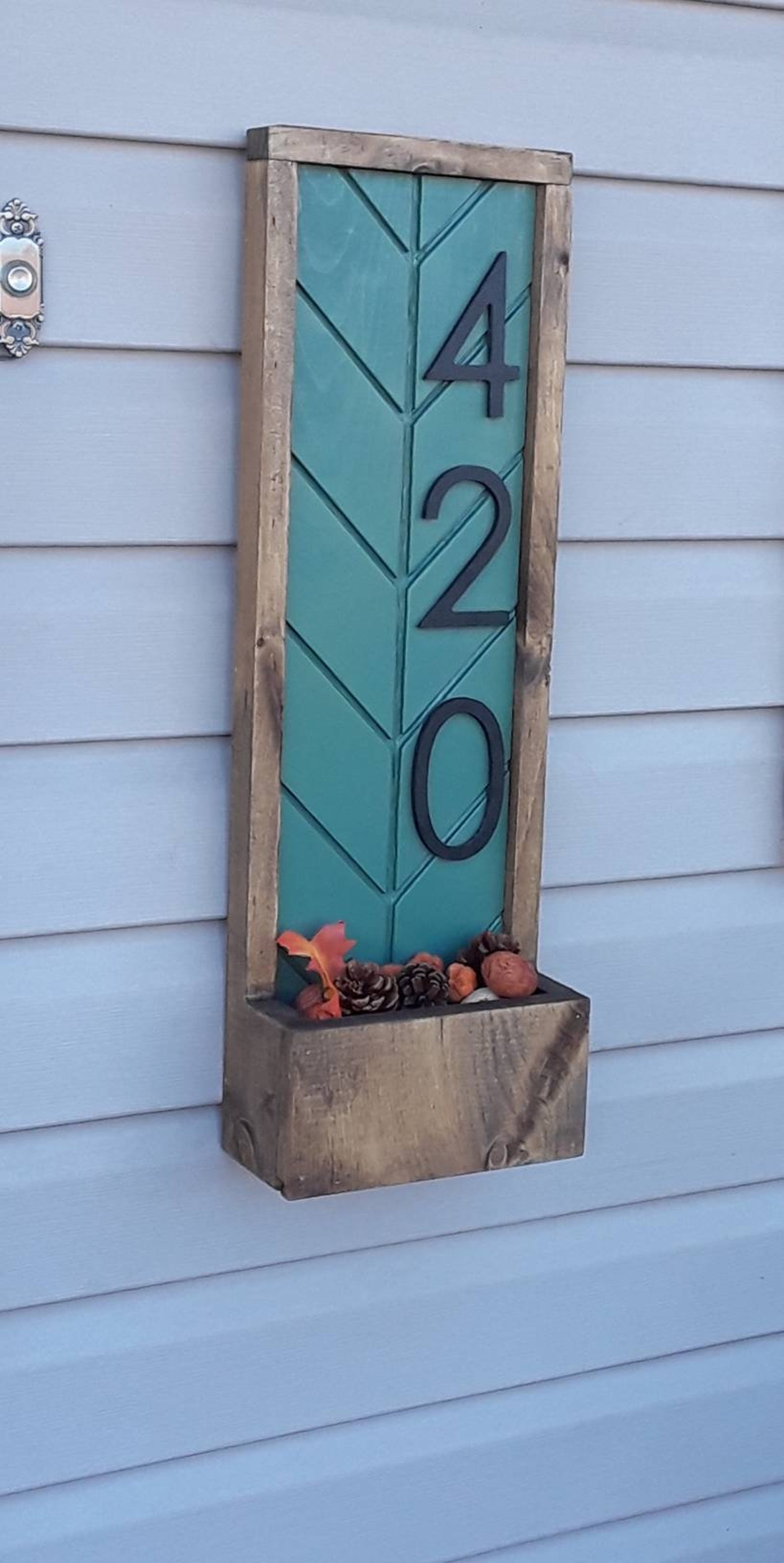 Chevron Address Sign Planter Box Address Plaque Flower Pot - Etsy