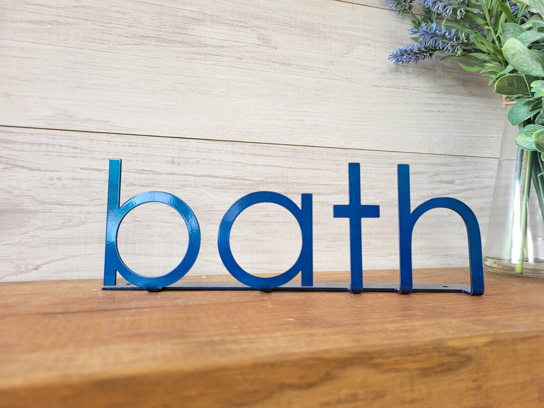 Freestanding Bath Sign Modern Metal Bathroom Decor Restroom Sign Powder ...