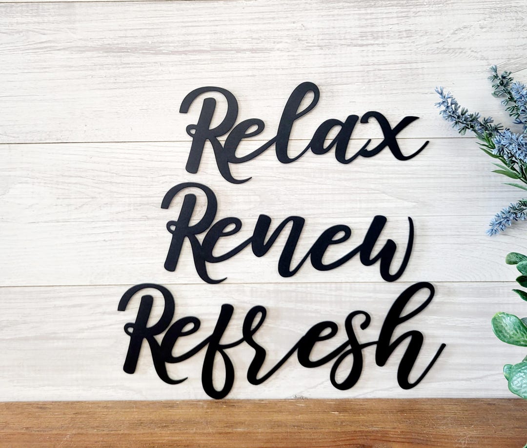 Relax Refresh Renew Signs | Relax Bath Sign | Bathroom Decor | Set of 3 ...
