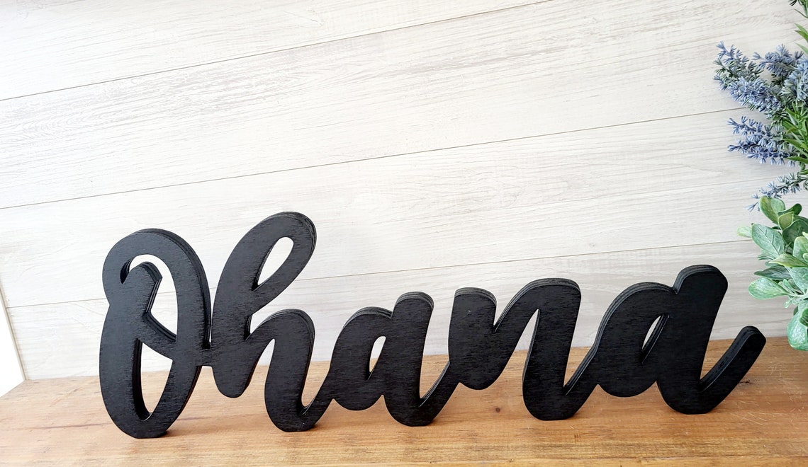 Freestanding Ohana Sign | Hawaiian Beach Décor | Script Ohana Sign ...