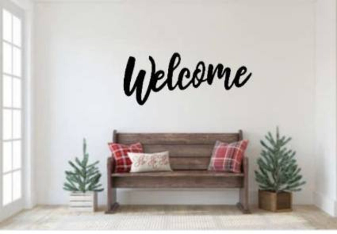 Welcome Sign Cursive Welcome Sign Metal Wall Sign Custom Metal - Etsy
