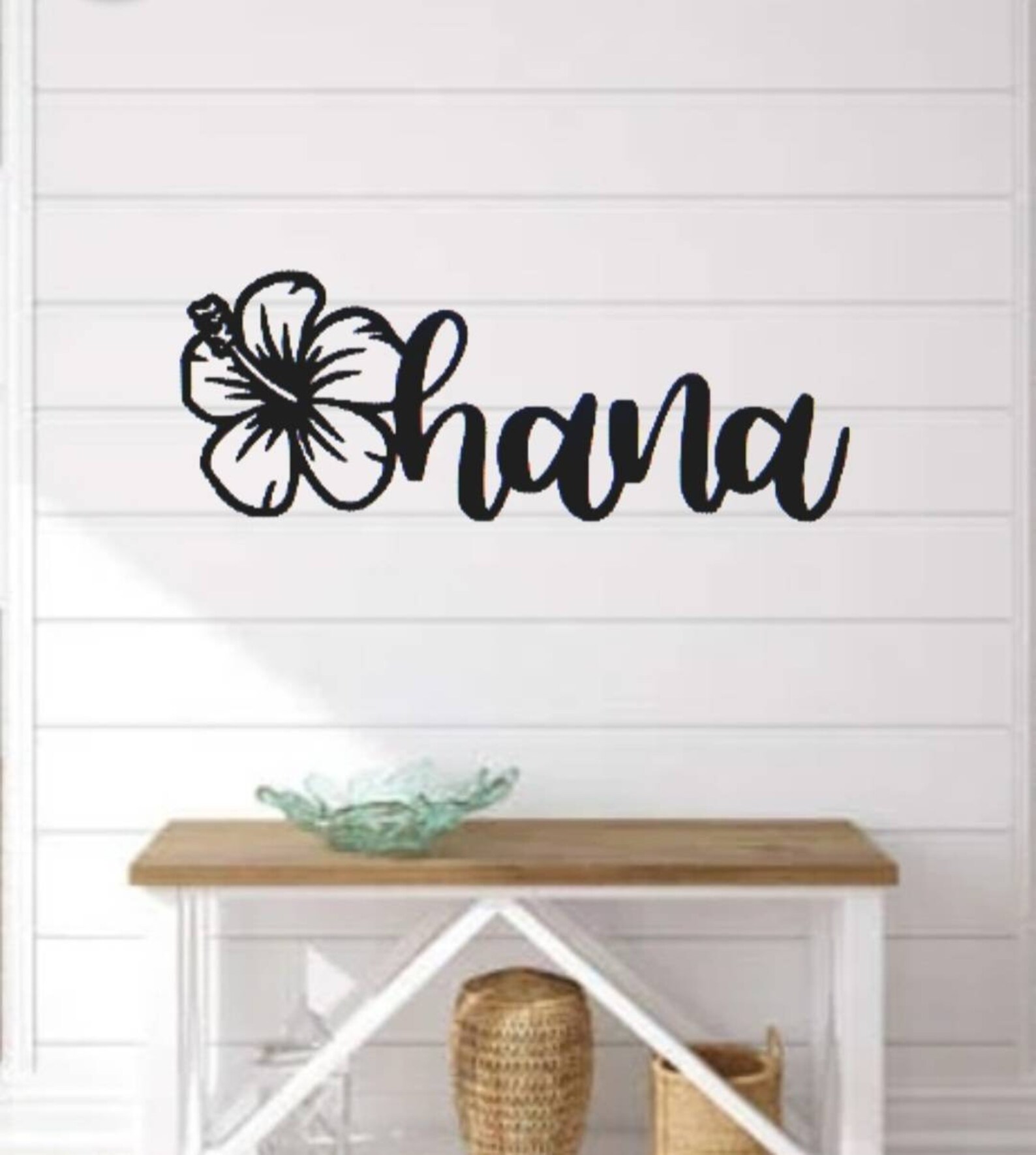 Ohana Metal Sign Hibiscus Flower Sign Cursive Ohana Sign - Etsy