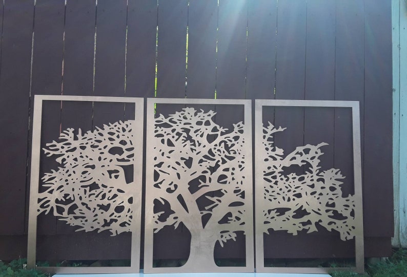 Tree of Life Sign 3 Panel Tree Sign Home Decor Metal Wall Art Wedding ...