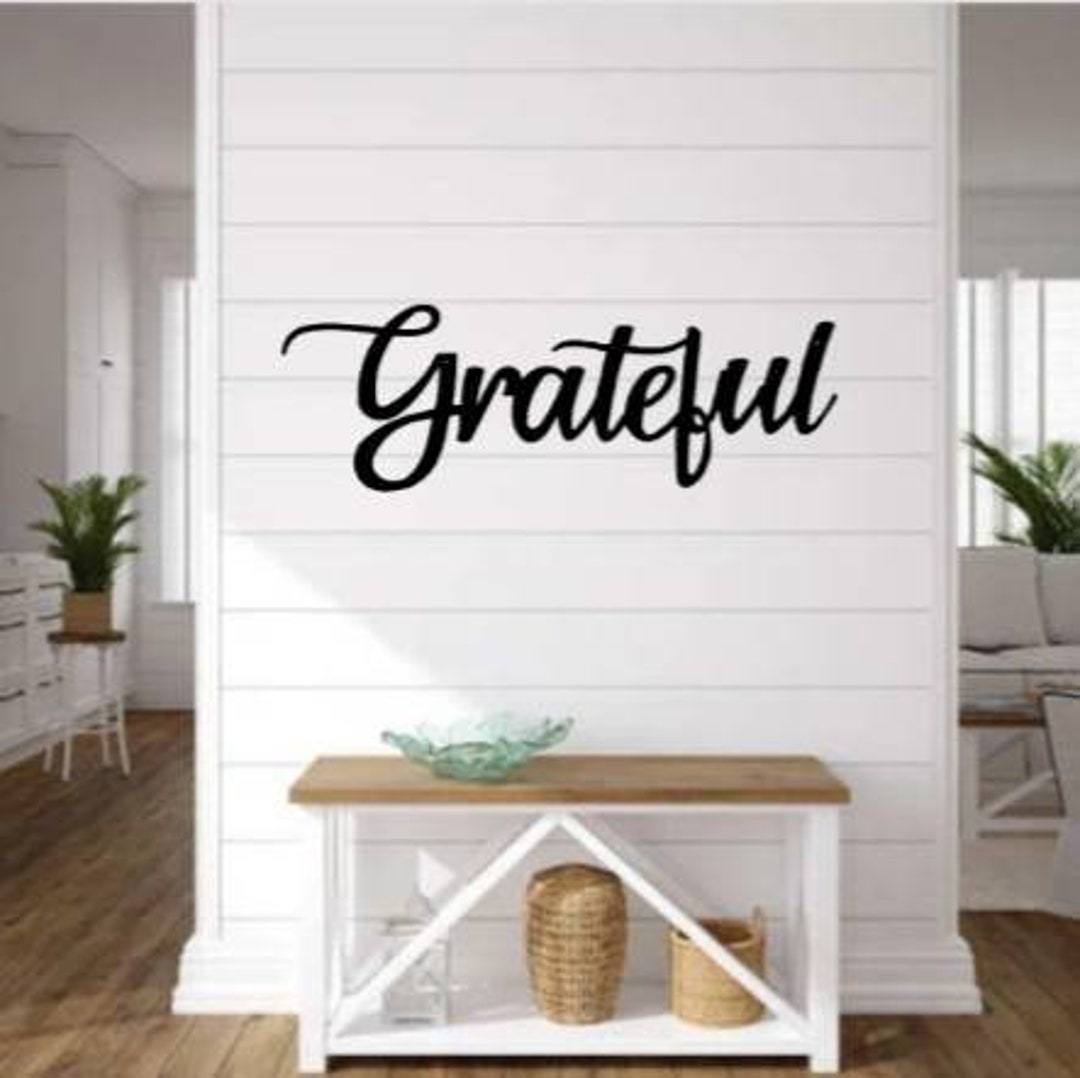 Grateful Sign Metal Grateful Sign Cursive Grateful Sign - Etsy