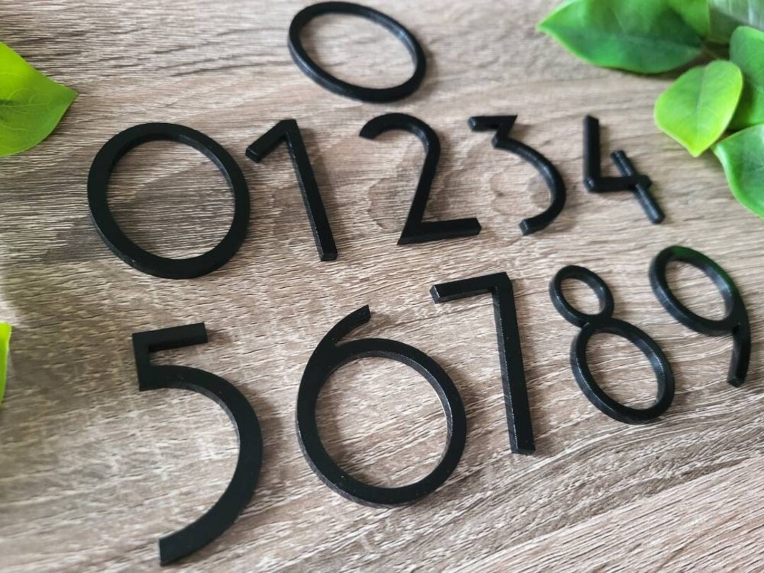 2 Inch Art Deco House or Mailbox Post Numbers Letters 2" Black Acrylic ...