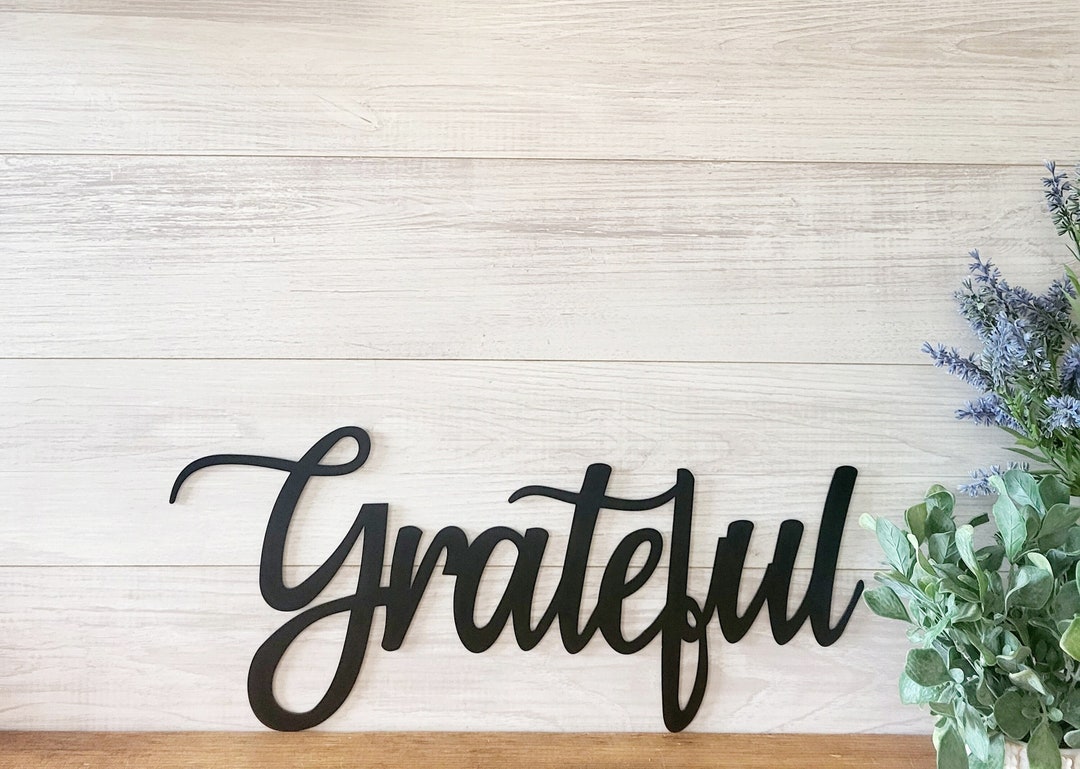 Grateful Sign | Metal Grateful Sign | Cursive Grateful Sign | Script ...