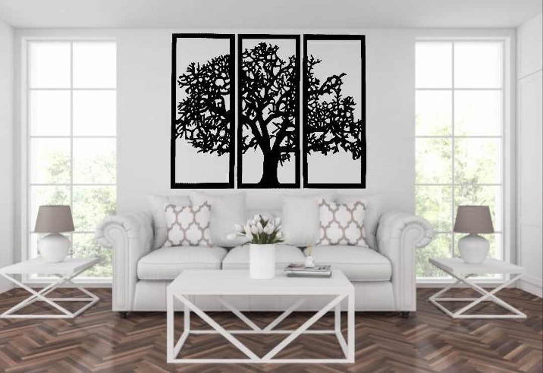 Tree of Life Sign 3 Panel Tree Sign Home Decor Metal Wall Art Wedding ...
