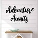 Adventure Awaits Metal Sign | World Traveler Home Decor | Cursive Metal ...